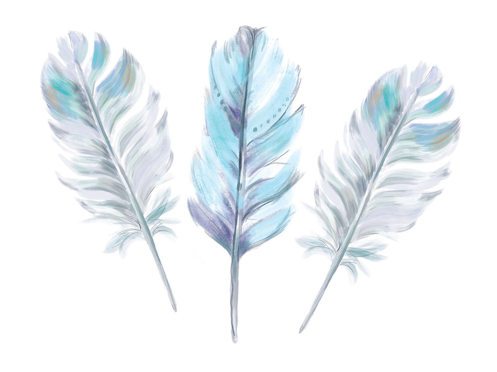 Boho Aqua Feather Set x 3 Wall Decals – Ginger Monkey