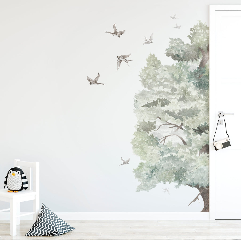 Oak Tree & Swallows Wall Decal Set – Ginger Monkey